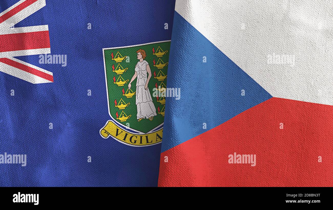 Czech Republic and Virgin Islands British two flags textile cloth 3D ...