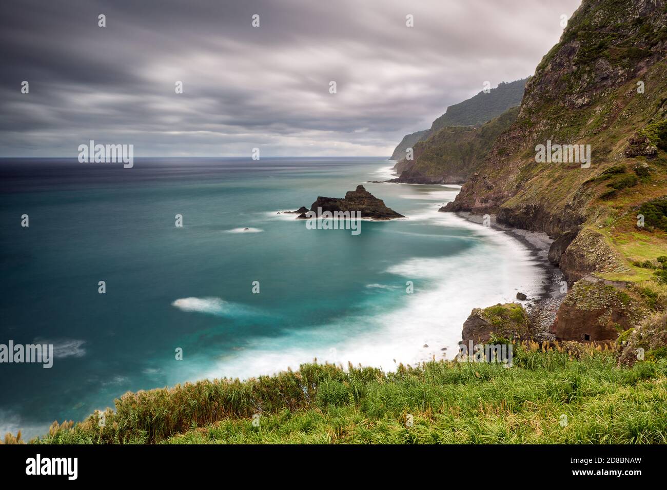 Coastal scenery from Ponta Delgada viewpoint and steep cliffs in ...