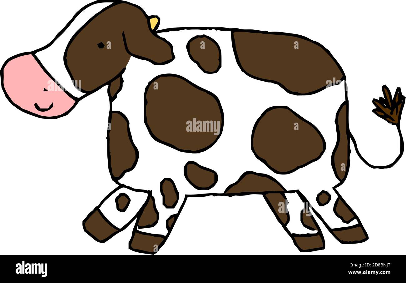 This is a illustration of Cute hand-painted Holstein cow Stock Vector ...