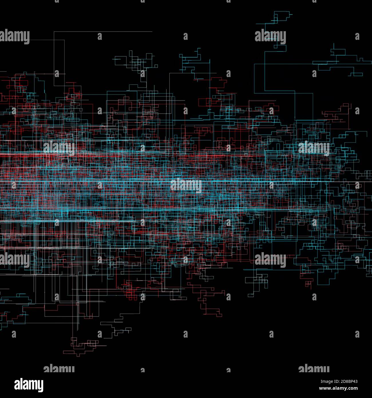 Abstract image of line and connections, colorful abstract geometric ...