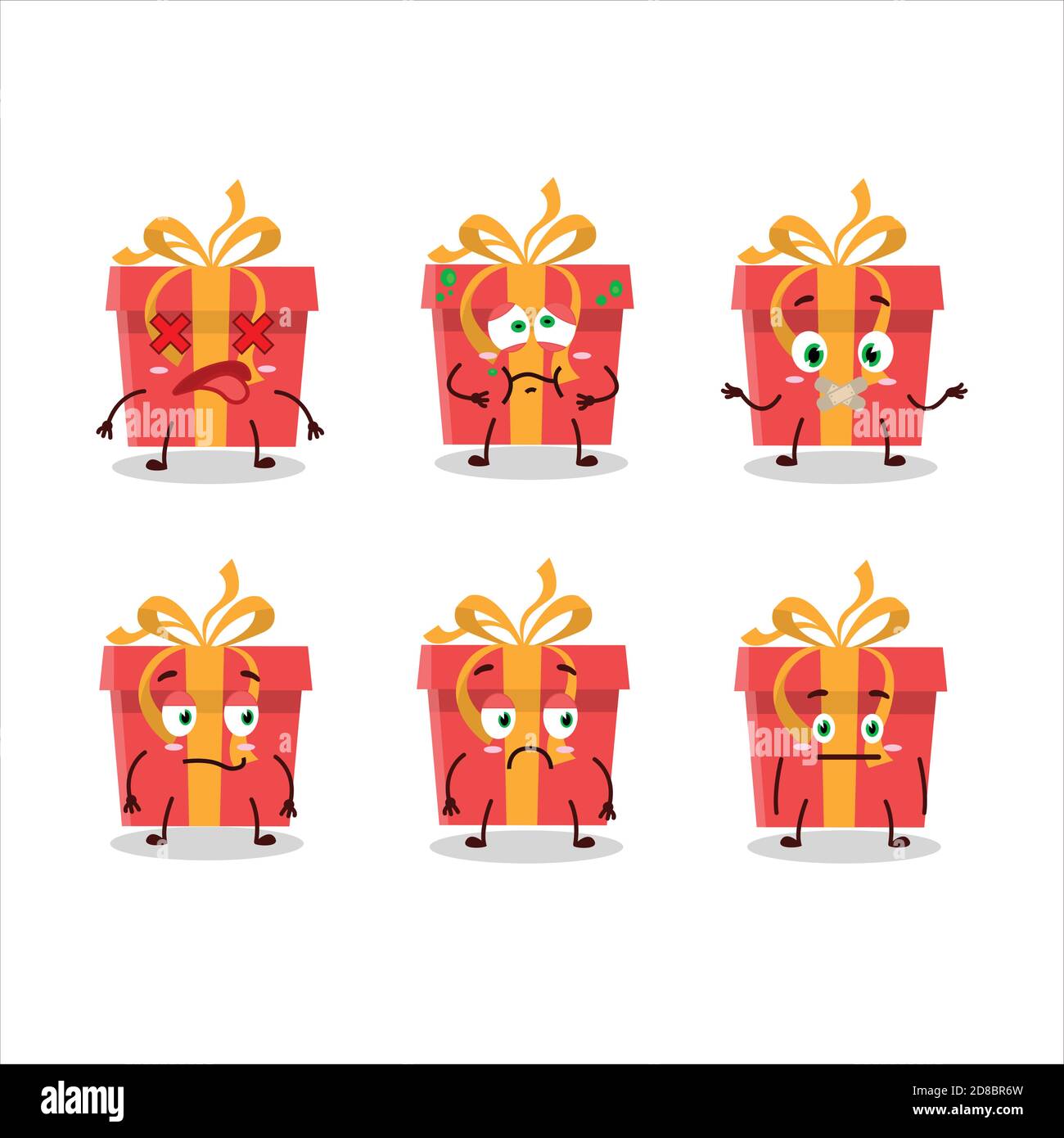 Red christmas gift cartoon character with nope expression Stock Vector ...