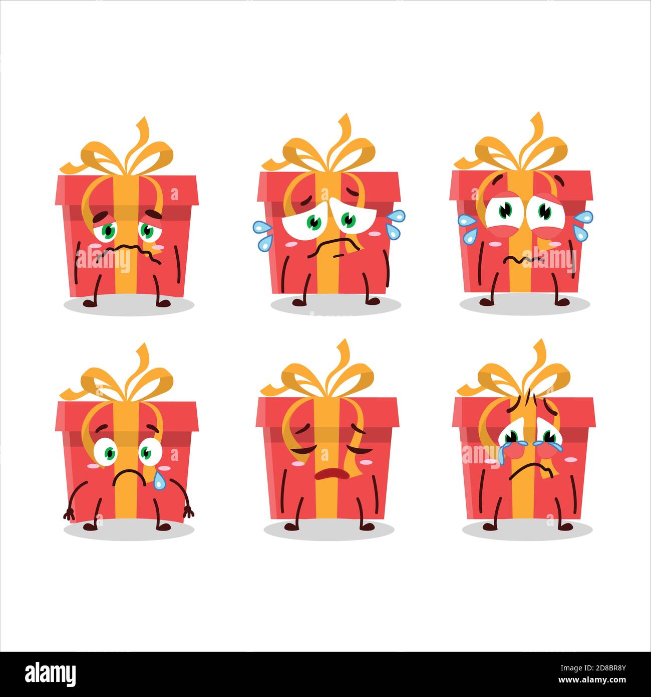 red christmas gift cartoon character with sad expression Stock Vector ...