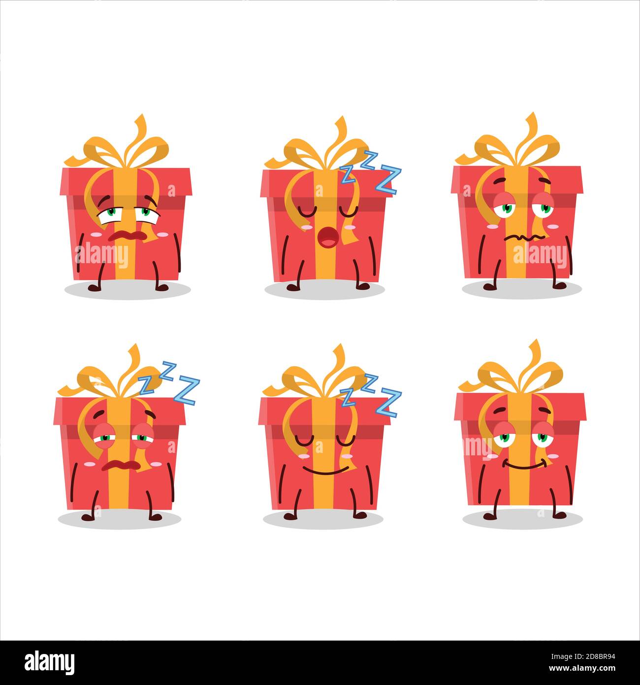 Cartoon character of red christmas gift with sleepy expression Stock ...