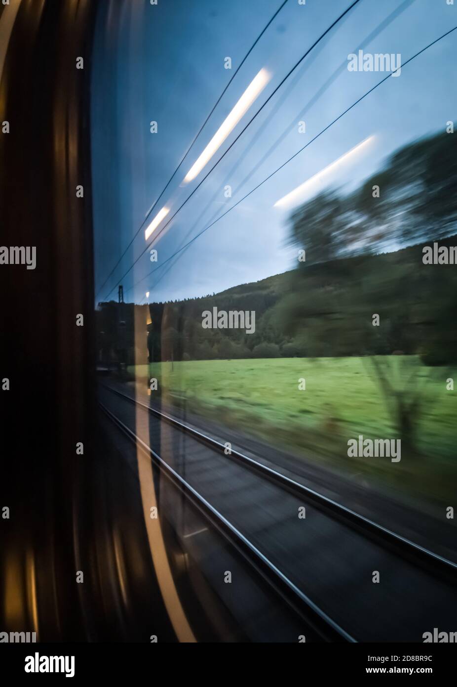 Reflection trees train window hi-res stock photography and images - Alamy
