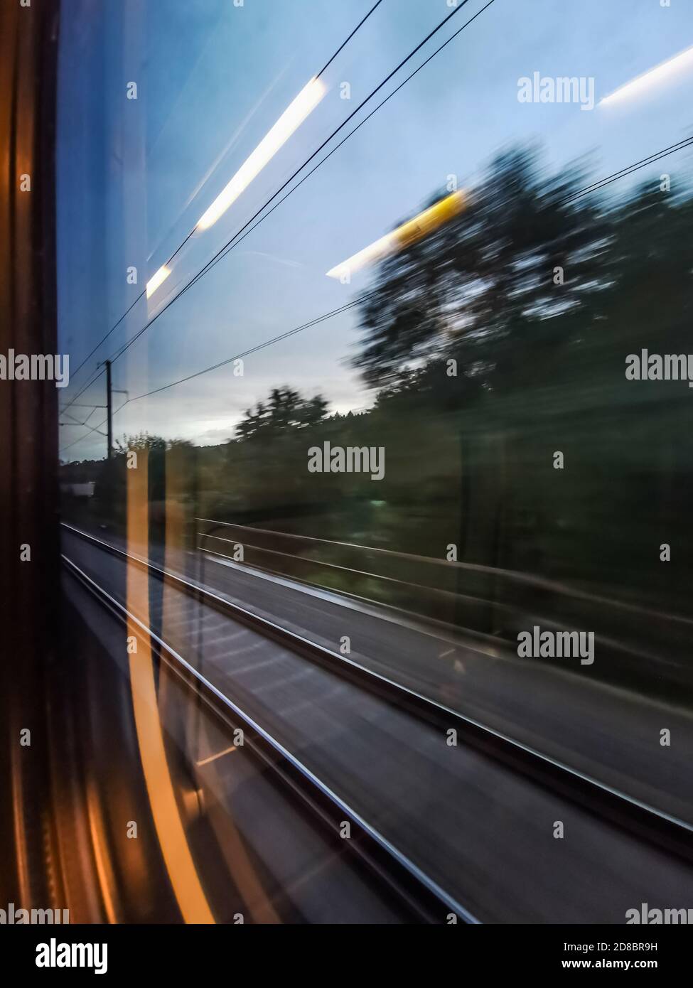 Reflection trees train window hi-res stock photography and images - Alamy