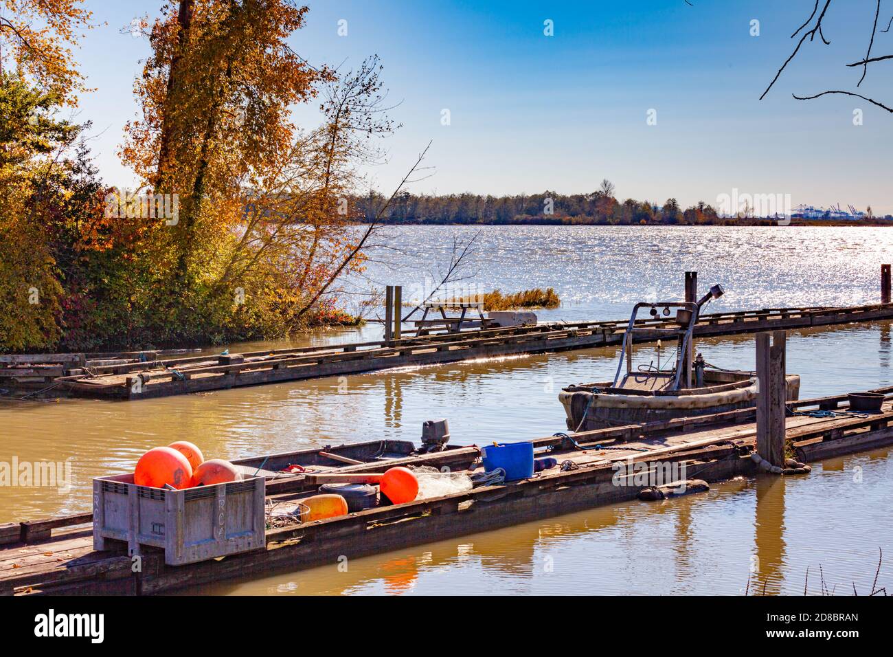 Entrance to the Finn Slough community inlet on the shore of the Fraser ...