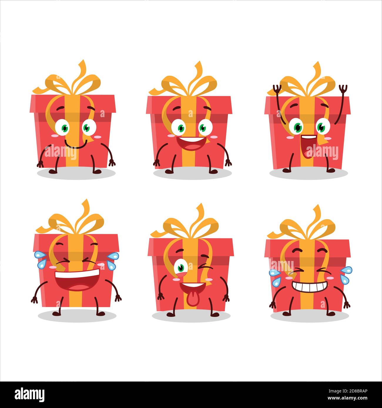 Cartoon character of red christmas gift with smile expression Stock ...