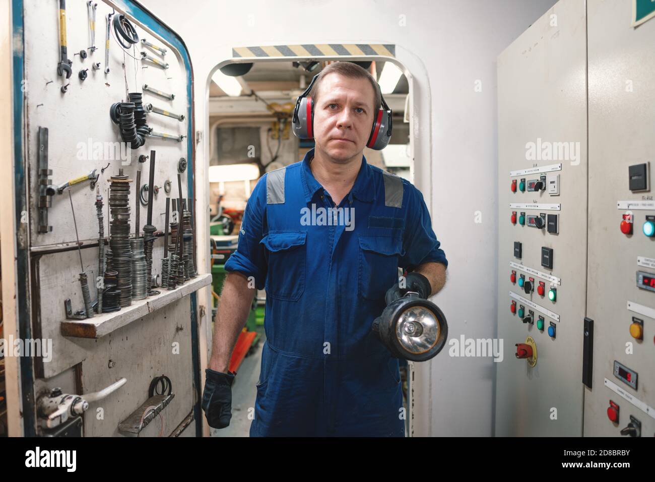 Marine engineer officer controlling vessel enginesand propulsion in ...
