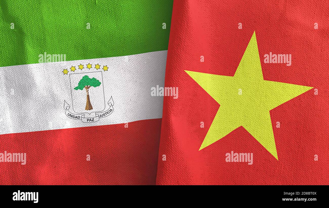 Vietnam and Equatorial Guinea two flags textile cloth 3D rendering ...