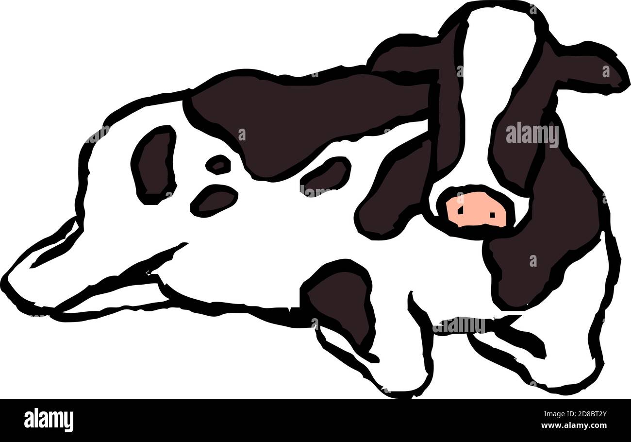 This is a illustration of Realistic hand-painted Holstein cow Stock ...