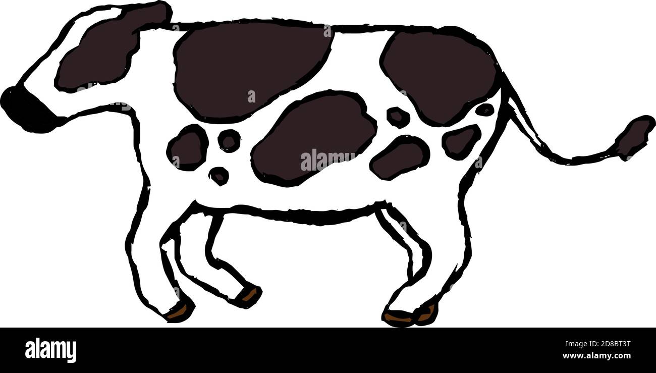 This is a illustration of Realistic hand-painted Holstein cow Stock ...