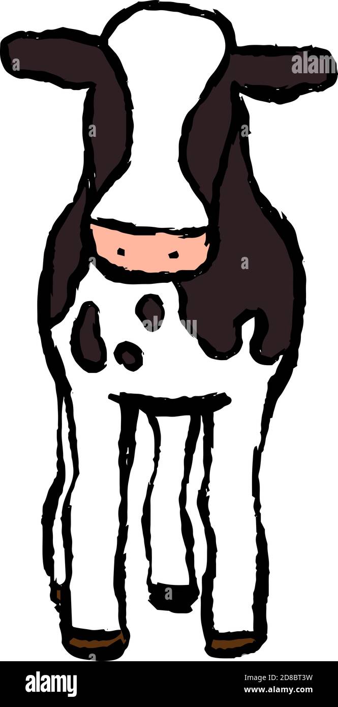 This is a illustration of Realistic hand-painted Holstein cow Stock ...