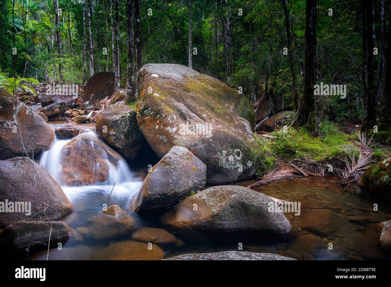 Small waterfall amongst boulders in Finch Hatton Creek, Finch Hatton ...