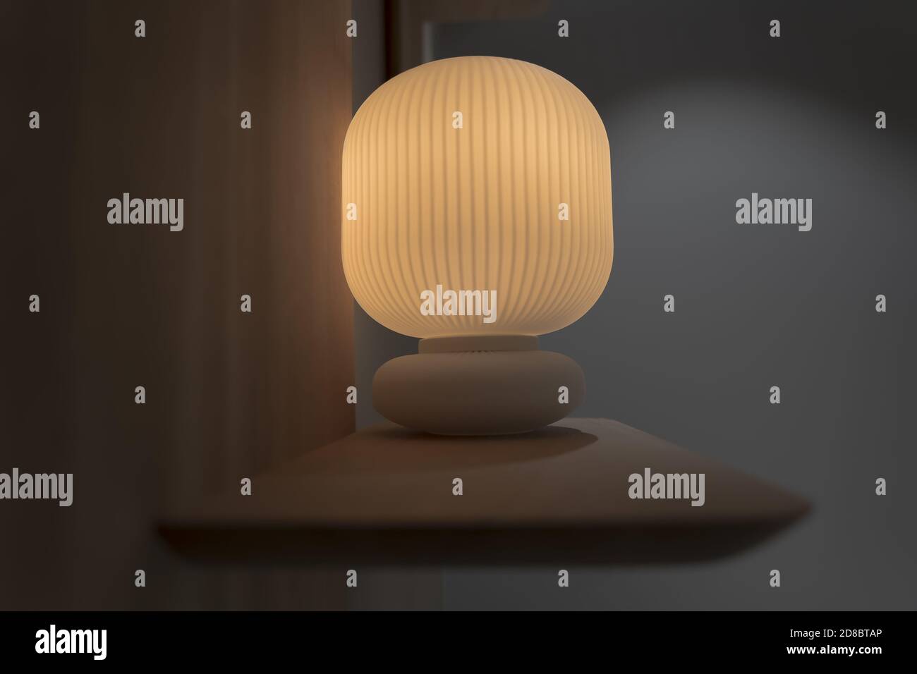 Table lamp in a room at night Stock Photo - Alamy