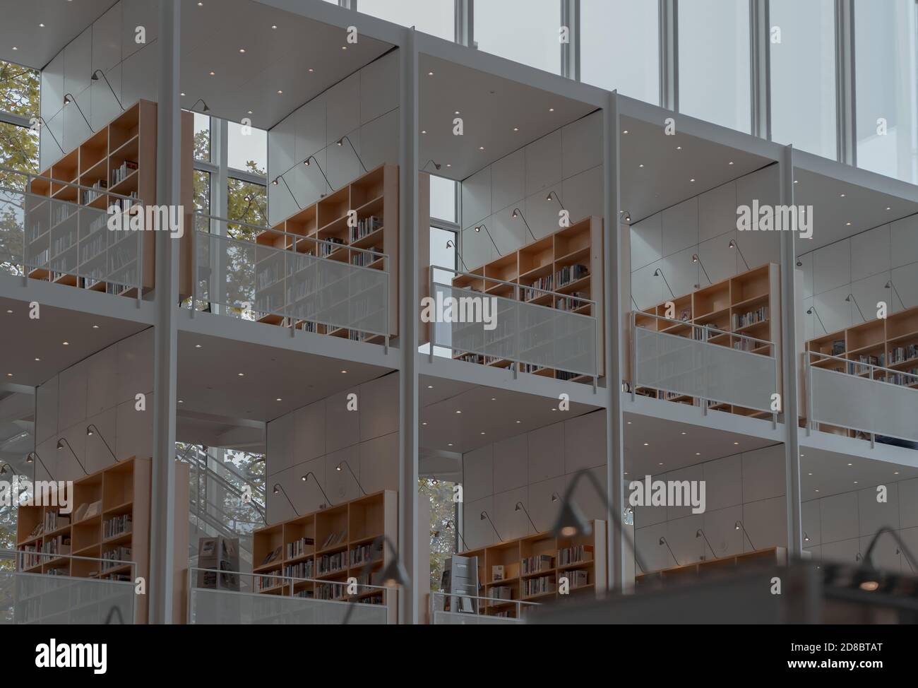 Glass facade of a modern library Stock Photo - Alamy
