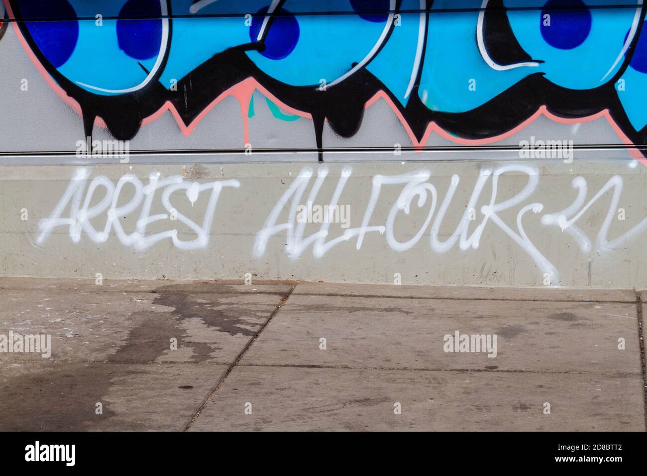 Minneapolis, MN - May 31, 2020: Graffiti tags at the aftermath scene of ...