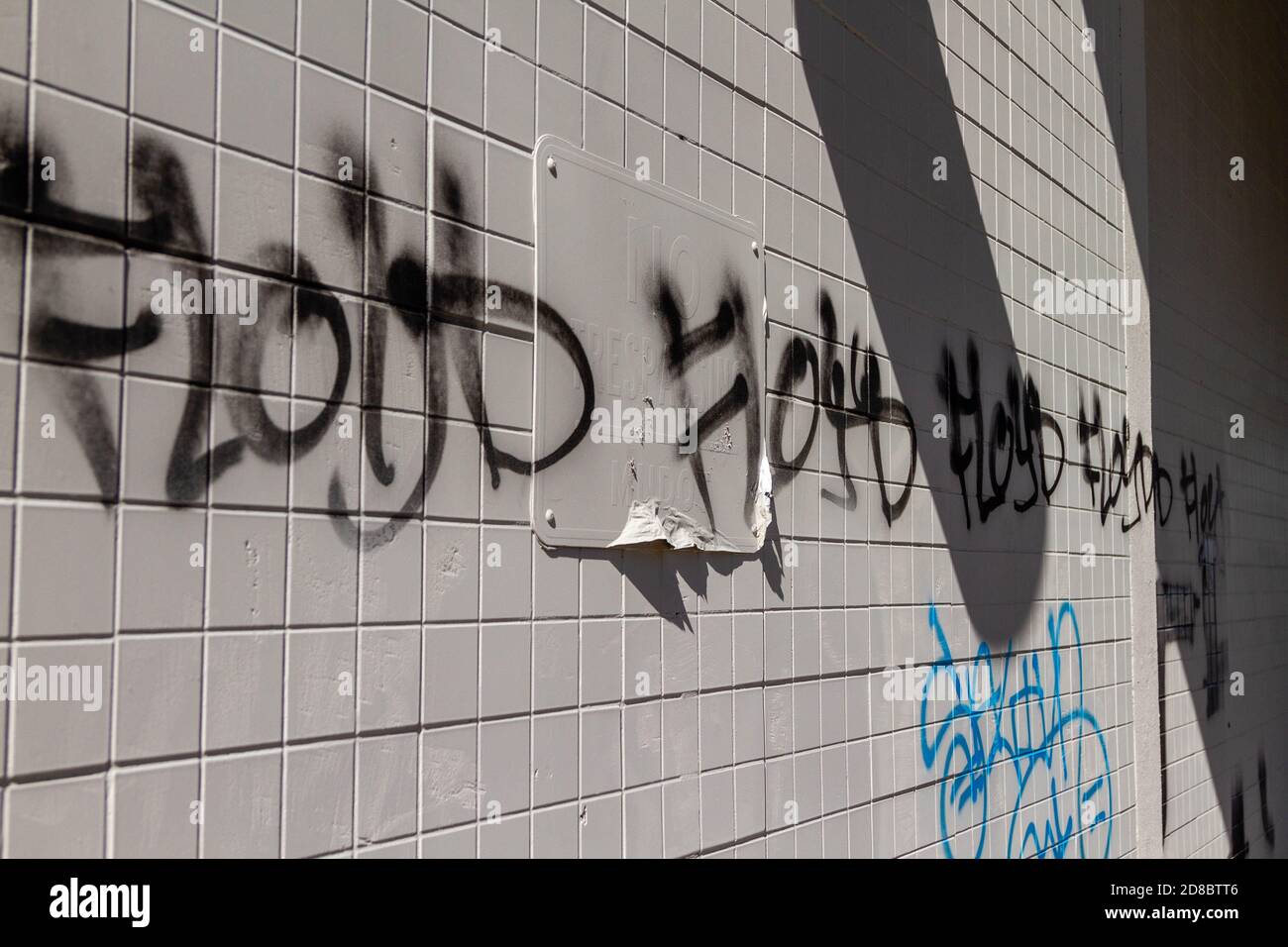 Minneapolis, MN - May 31, 2020: Graffiti tags at the aftermath scene of ...