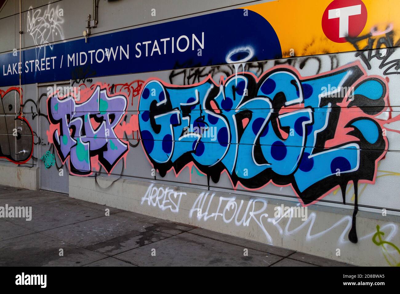 Minneapolis, MN - May 30, 2020: Graffiti protest art at the aftermath ...