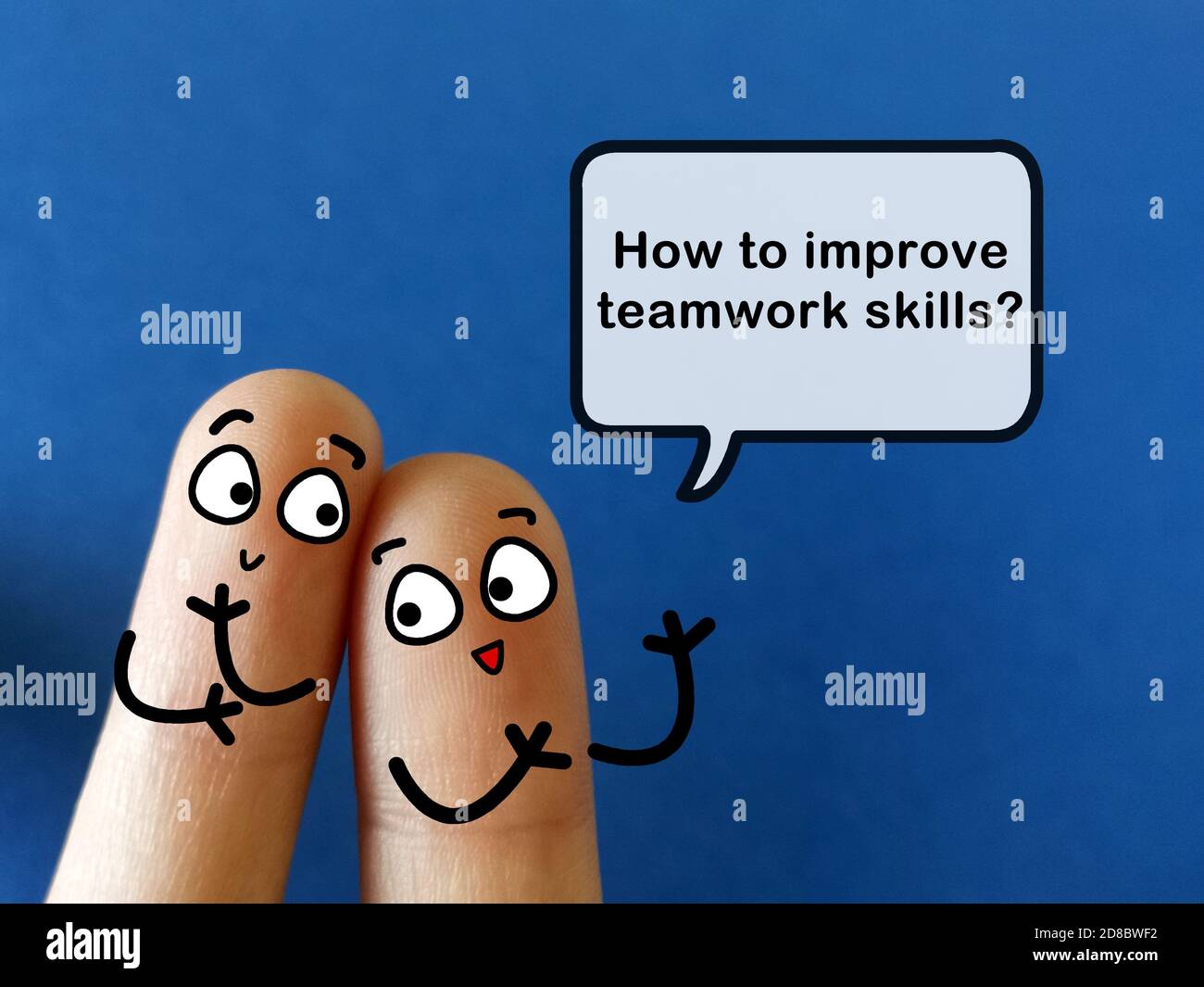 Two fingers are decorated as two person. One of them is asking how to ...