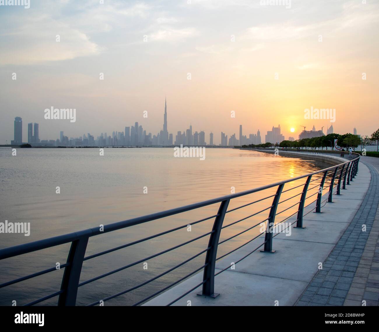 Sunset over a skyline of a beautiful city of Dubai. UAE. Outdoors Stock ...