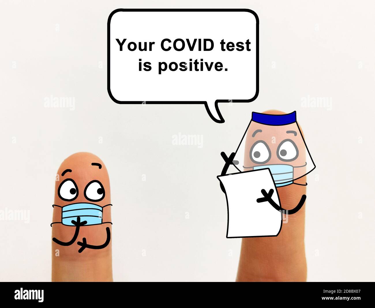 Two fingers are decorated as a doctor and a patient. The doctor is ...