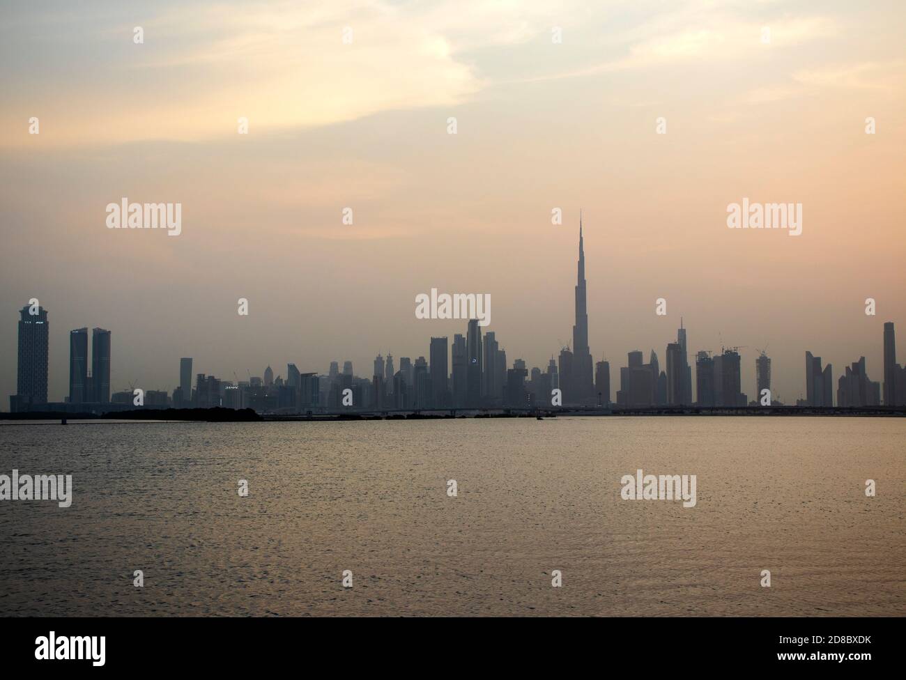 Sunset over a skyline of a beautiful city of Dubai. UAE. Outdoors Stock ...