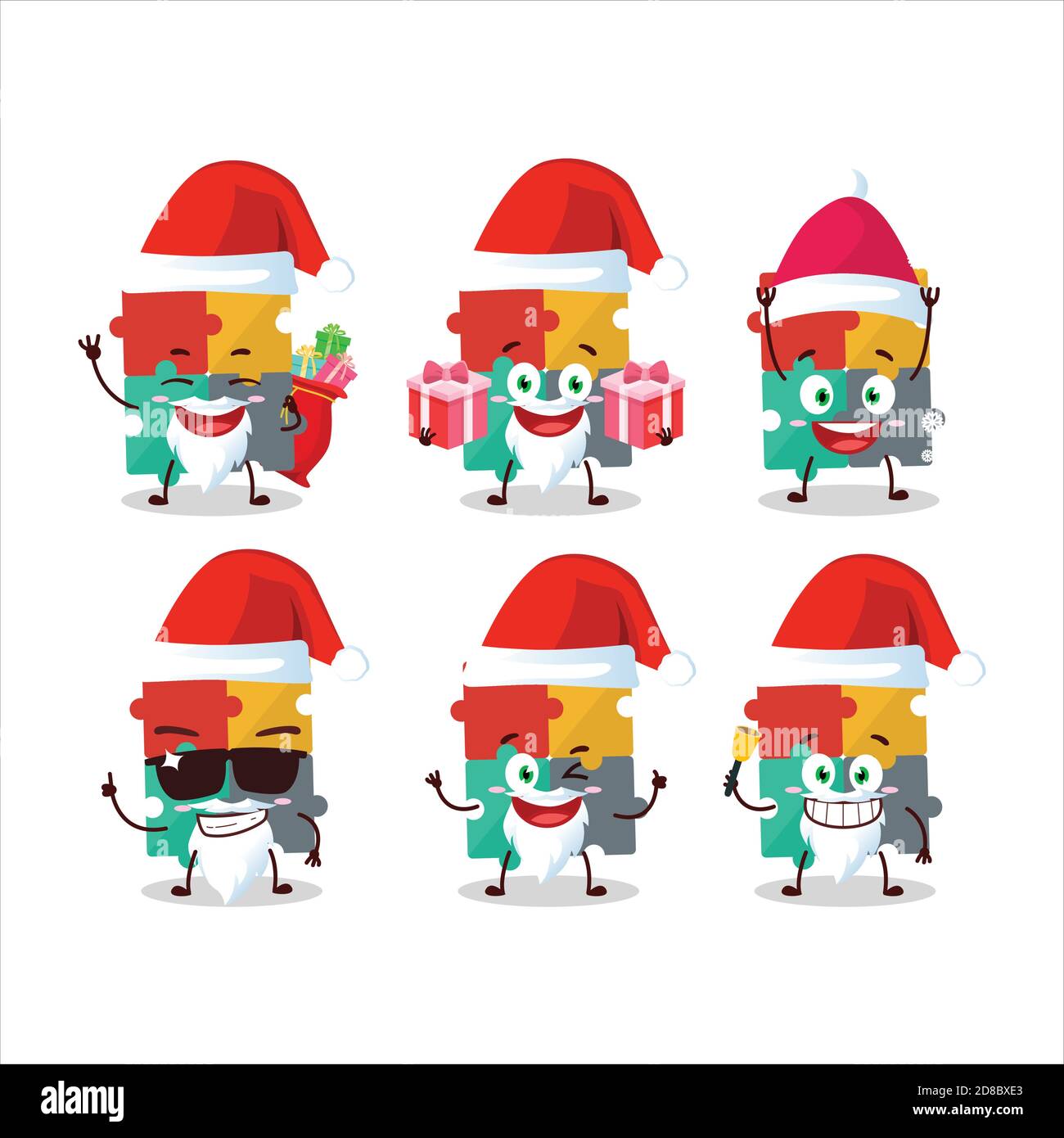 Santa Claus emoticons with puzzle cartoon character Stock Vector Image ...