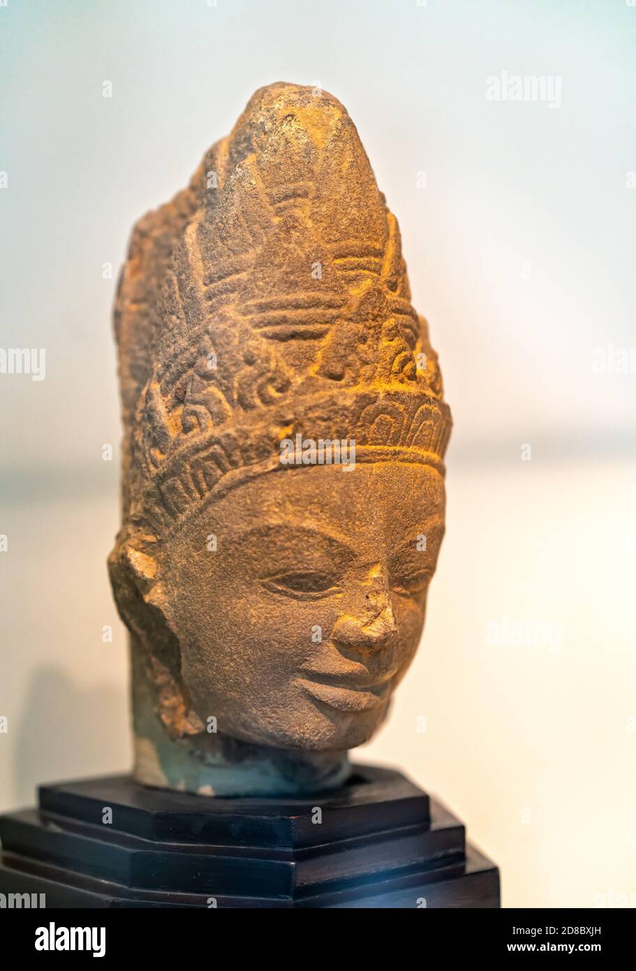 The 11th century head stone statues Siva goddess in Gia Lai area ...
