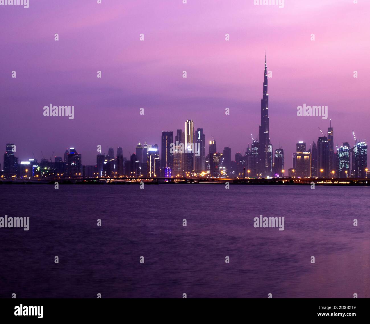 Sunset over a skyline of a beautiful city of Dubai. UAE. Outdoors Stock ...