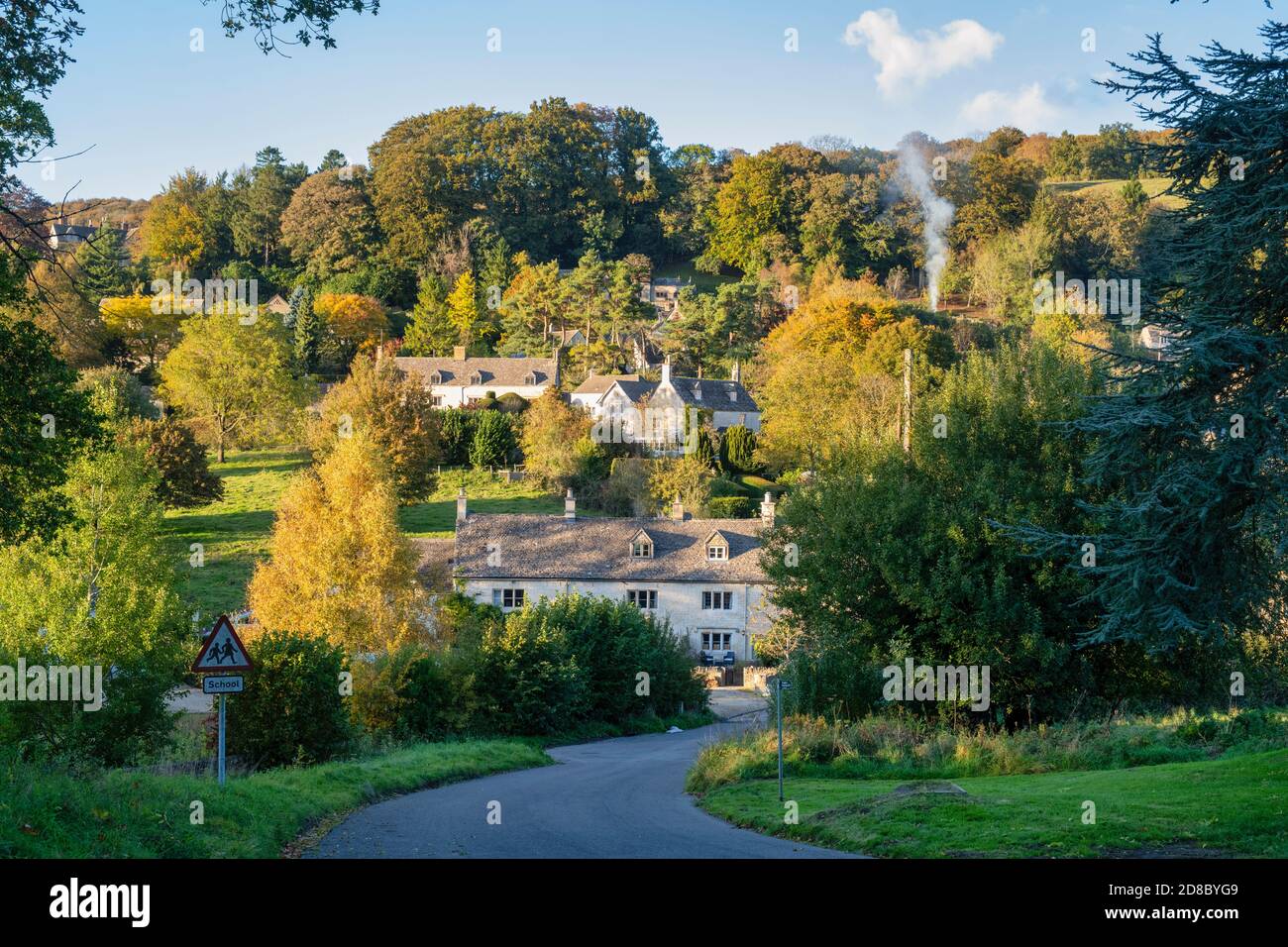 Sheepscombe village in the late afternoon autumn light. Sheepscombe ...