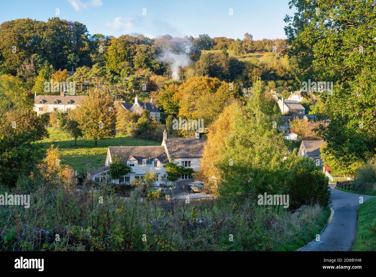 Sheepscombe village in the late afternoon autumn light. Sheepscombe ...