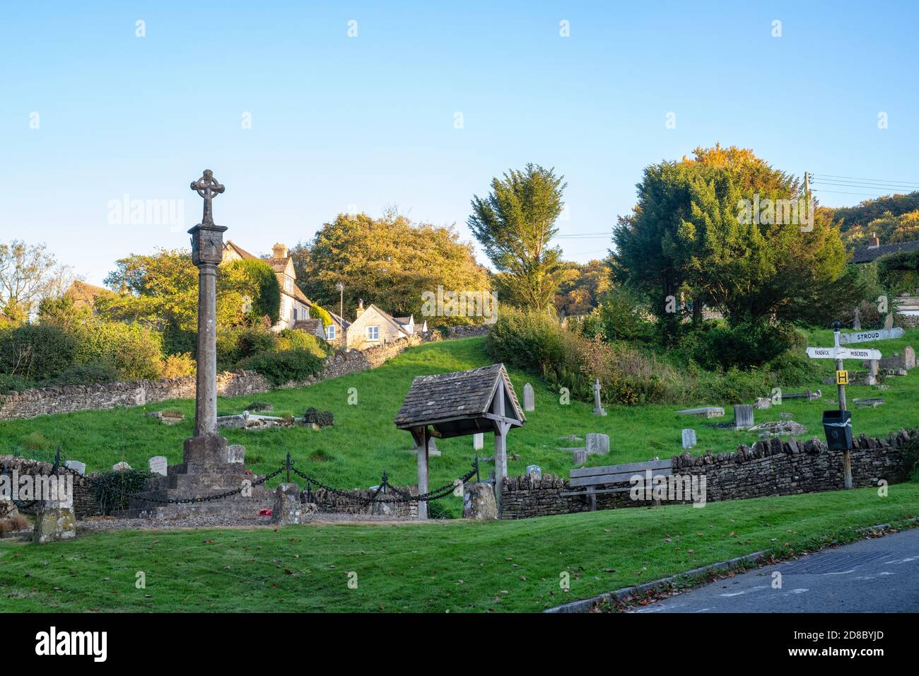 Sheepscombe village in the late afternoon autumn light. Sheepscombe ...