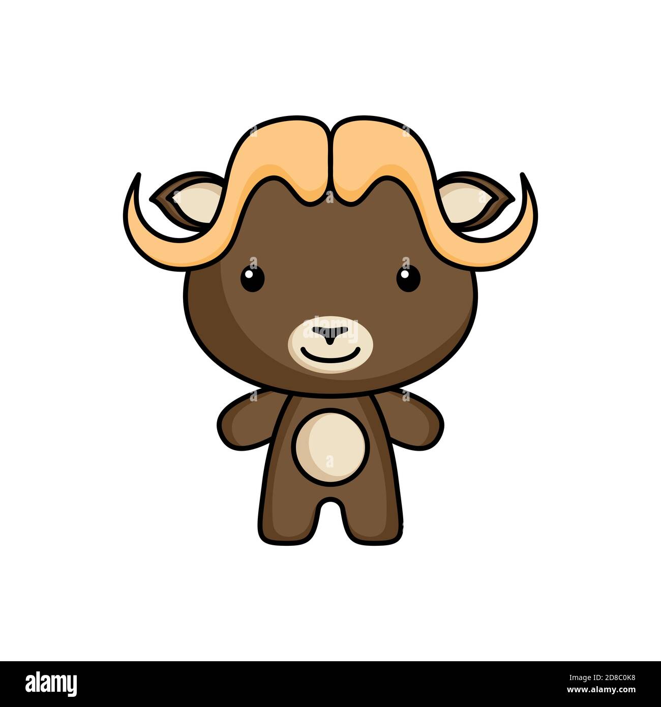 Cute cartoon musk ox logo template on white background. Mascot animal ...