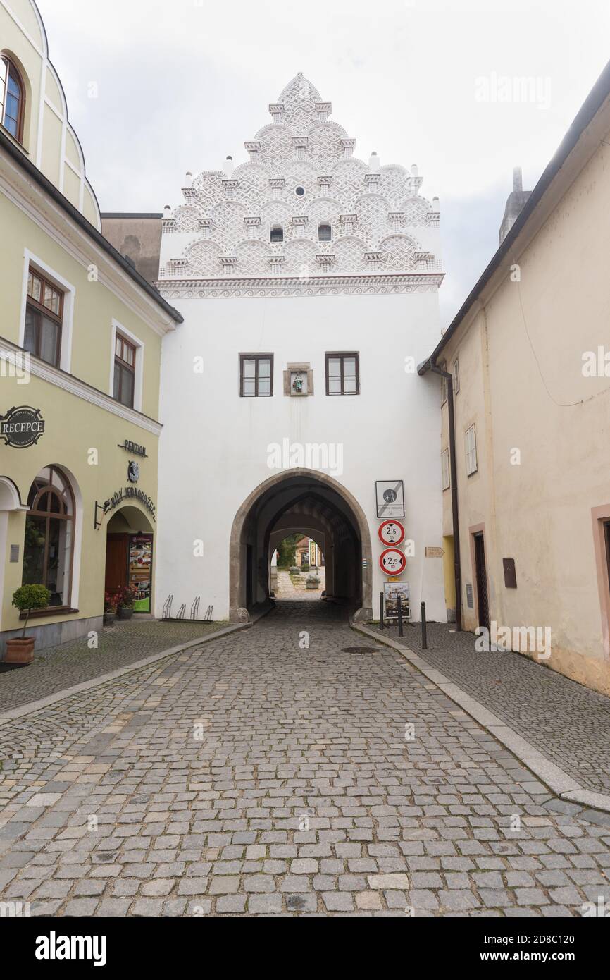 Downtown in Trebon. This is a historical town in South Bohemian Region ...