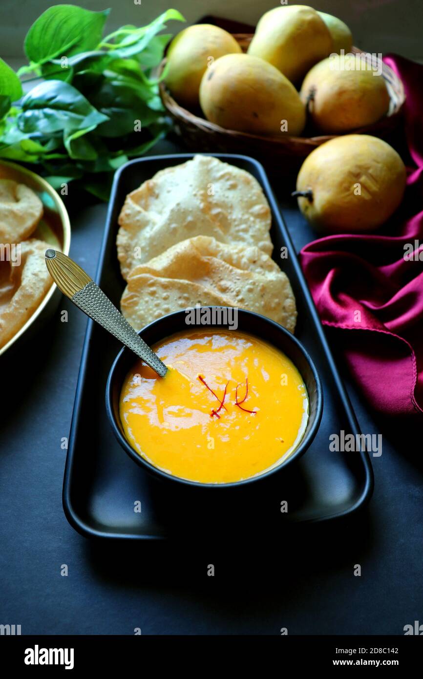 Indian Food - Aamras is a sweet dish made from the pulp of the Alphonso ...
