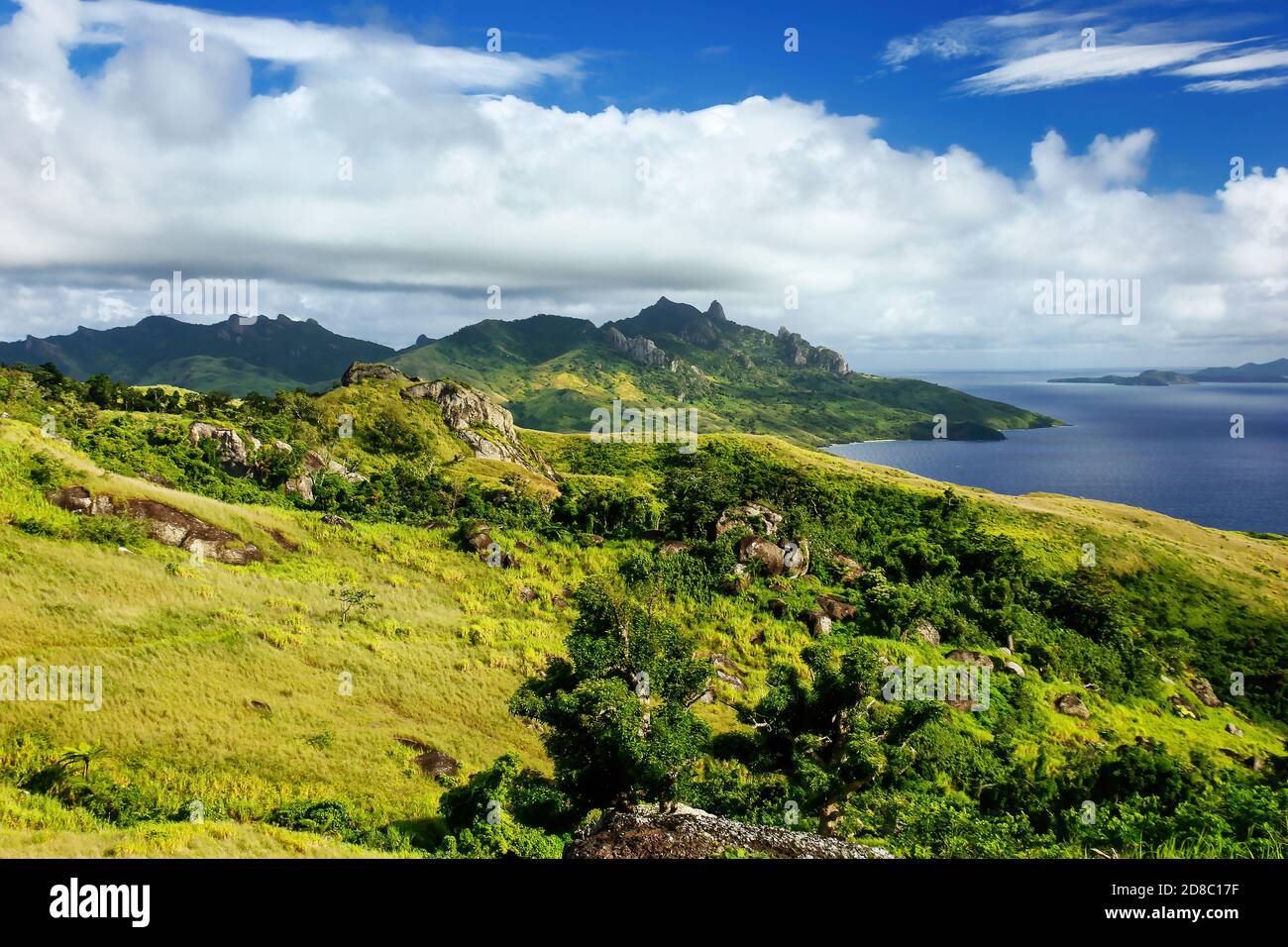 View of Wayasewa Island from Vatuvula Volcano, Yasawa Islands, Fiji ...