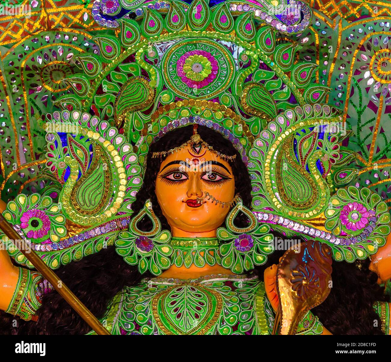 Decorated Idol of Hindu Goddess Durga, at the time of Durga Puja Stock ...