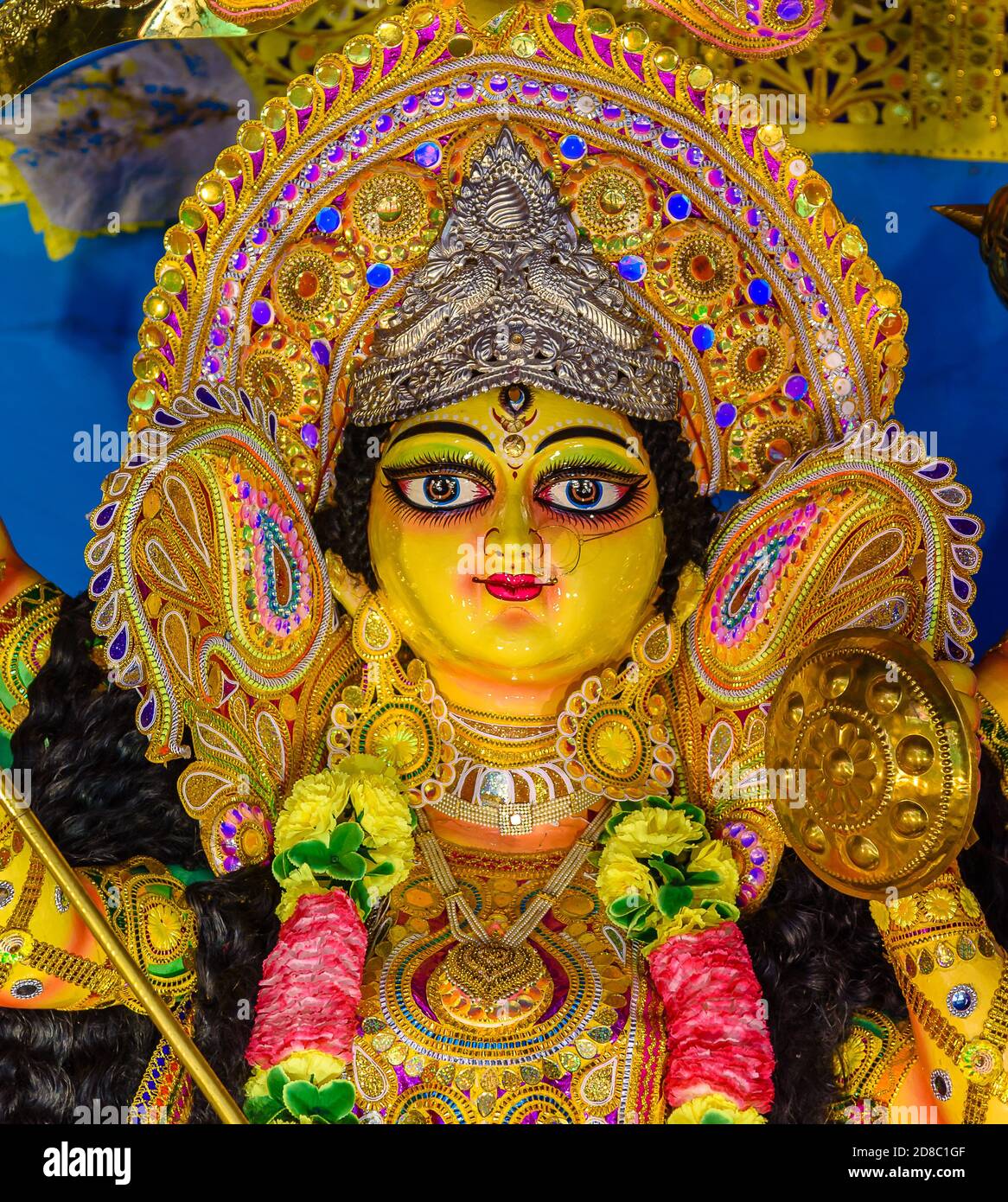 Decorated Idol of Hindu Goddess Durga, at the time of Durga Puja Stock ...