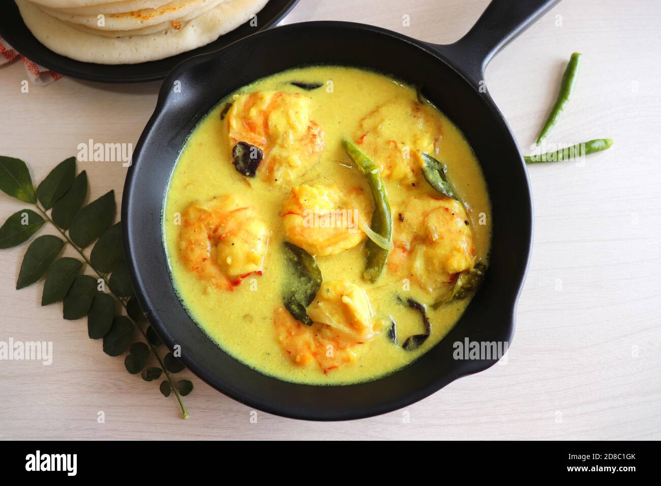 Yellow Prawns or Shrimp curry served with Amboli or Soft Dosa. Prawns ...