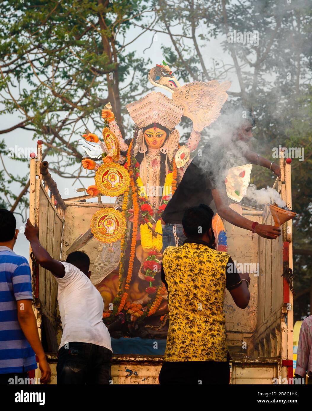 Immerssion of the Idol of Goddess Durga in the Water after Durga Puja ...