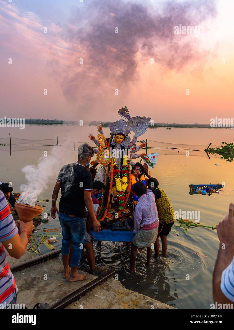 Immerssion of the Idol of Goddess Durga in the Water after Durga Puja ...
