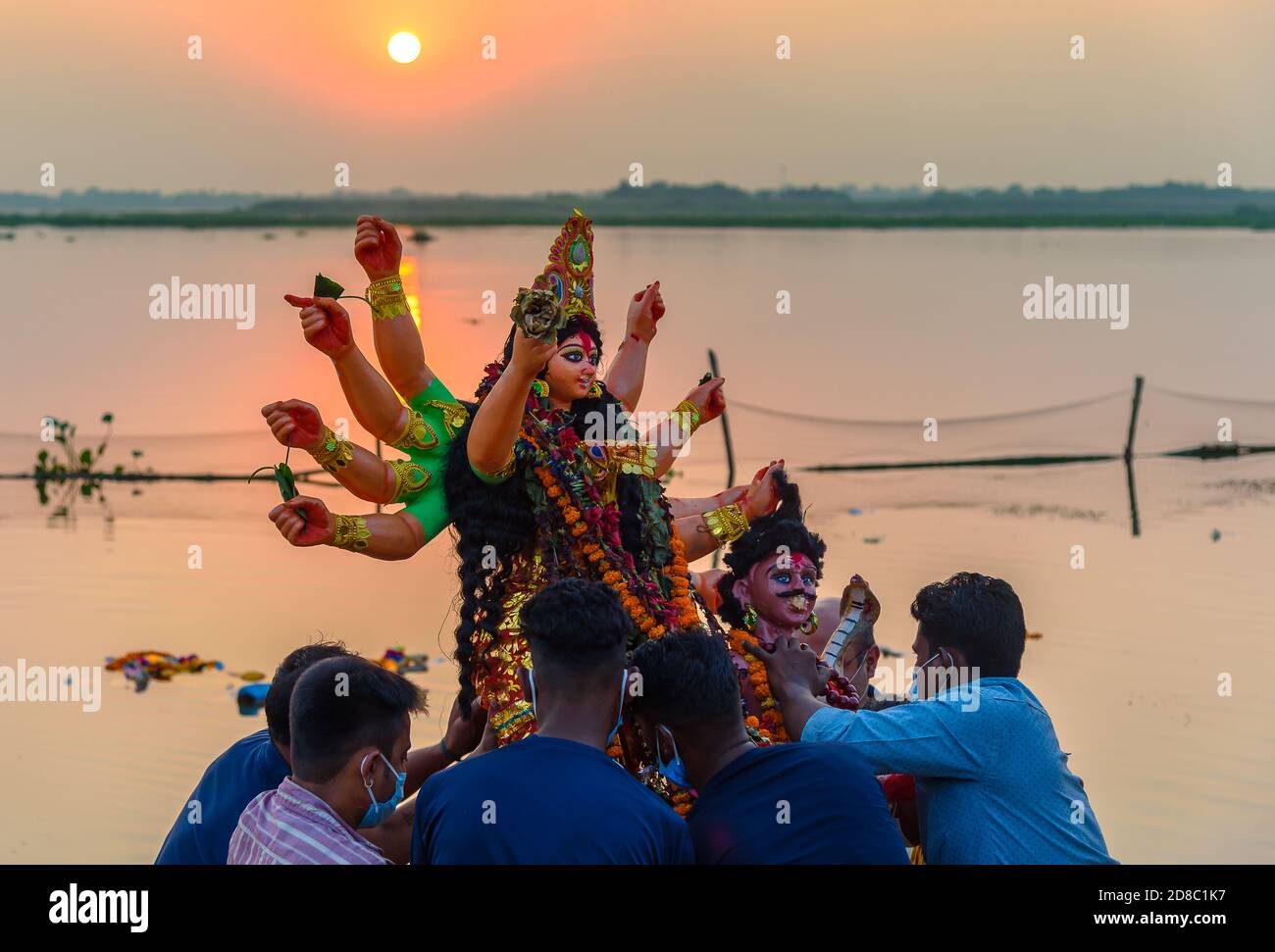Immerssion of the Idol of Goddess Durga in the Water after Durga Puja ...