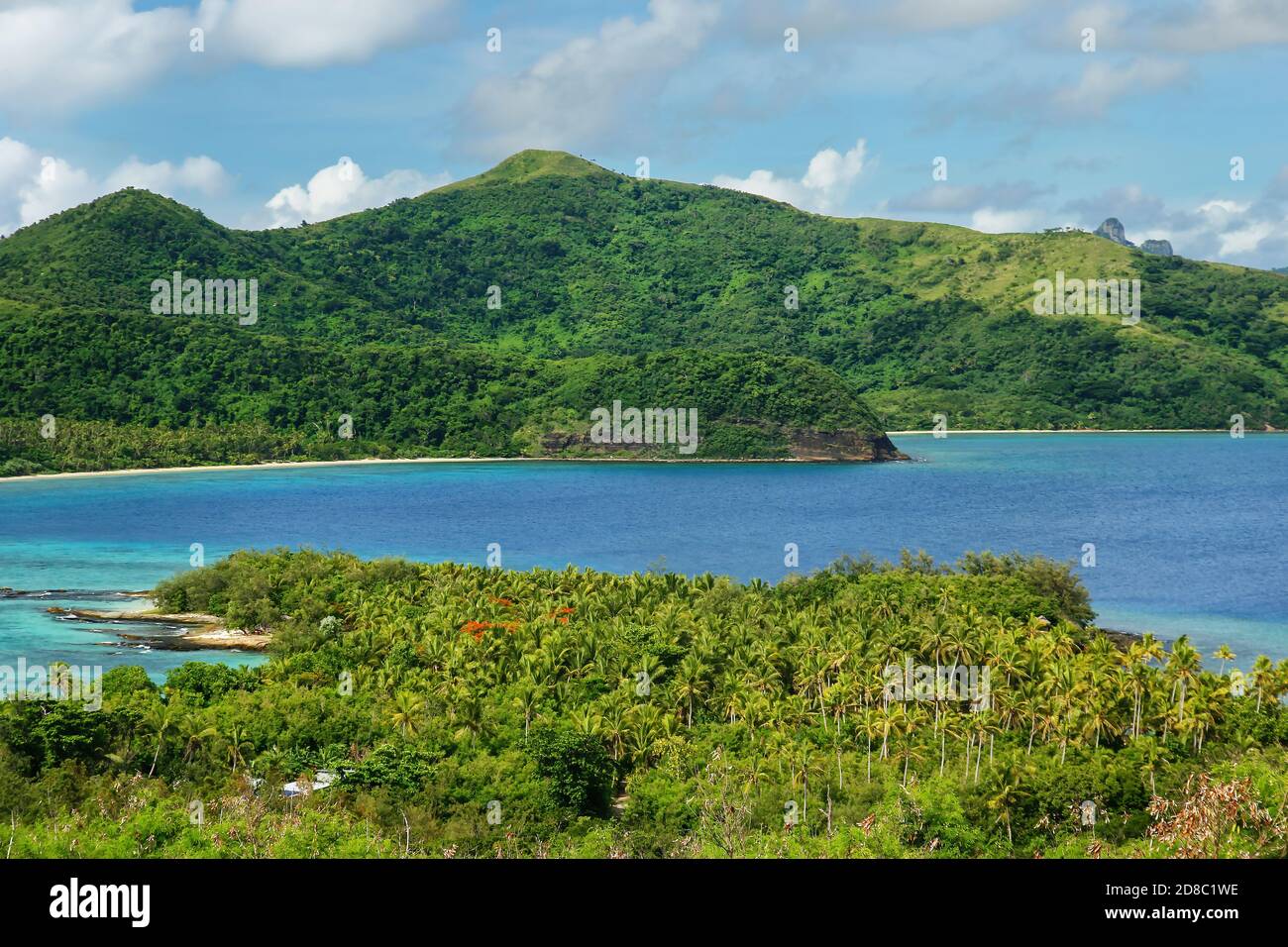 View of Drawaqa and Naviti Islands coastlines, Yasawa Islands, Fiji ...