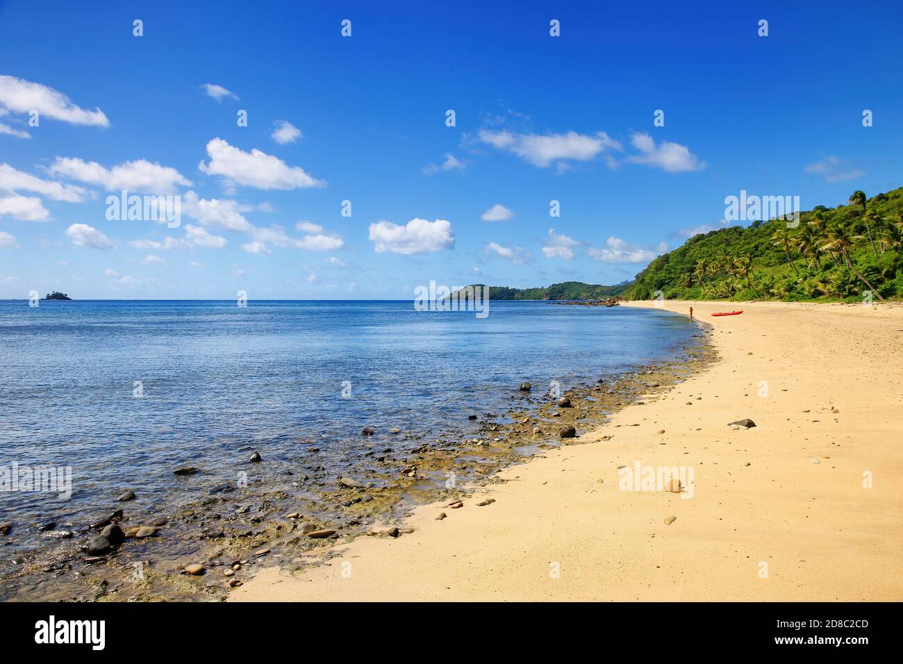 Sandy beach on Drawaqa Island, Yasawa Islands, Fiji. This archipelago ...
