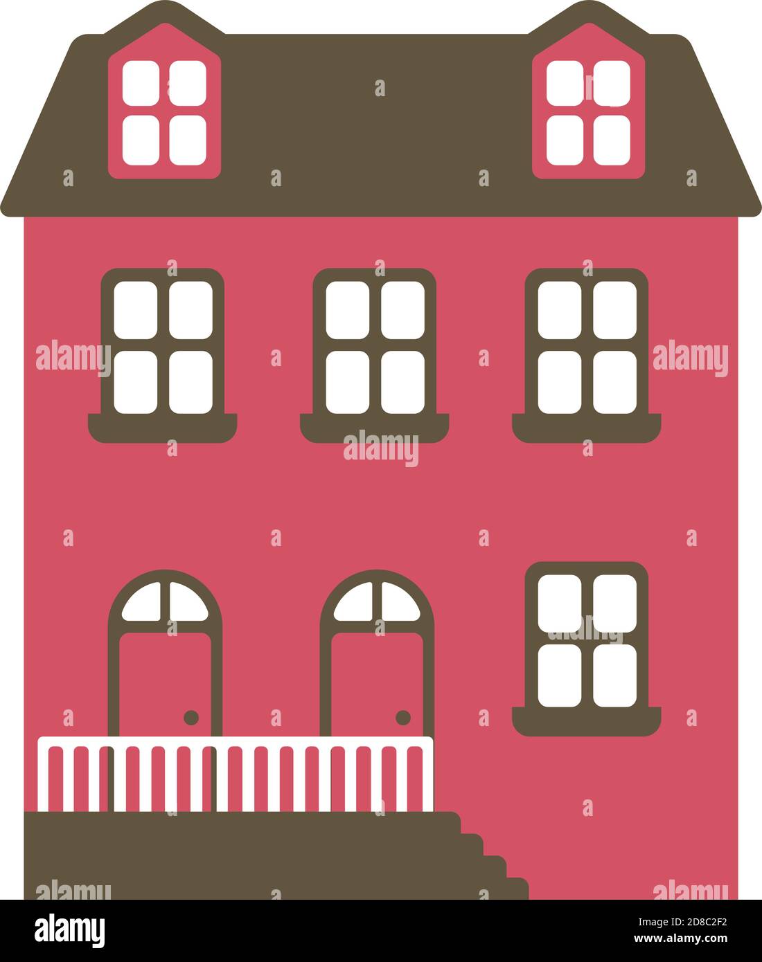 cartoon building / house flat design illustration (front view Stock ...