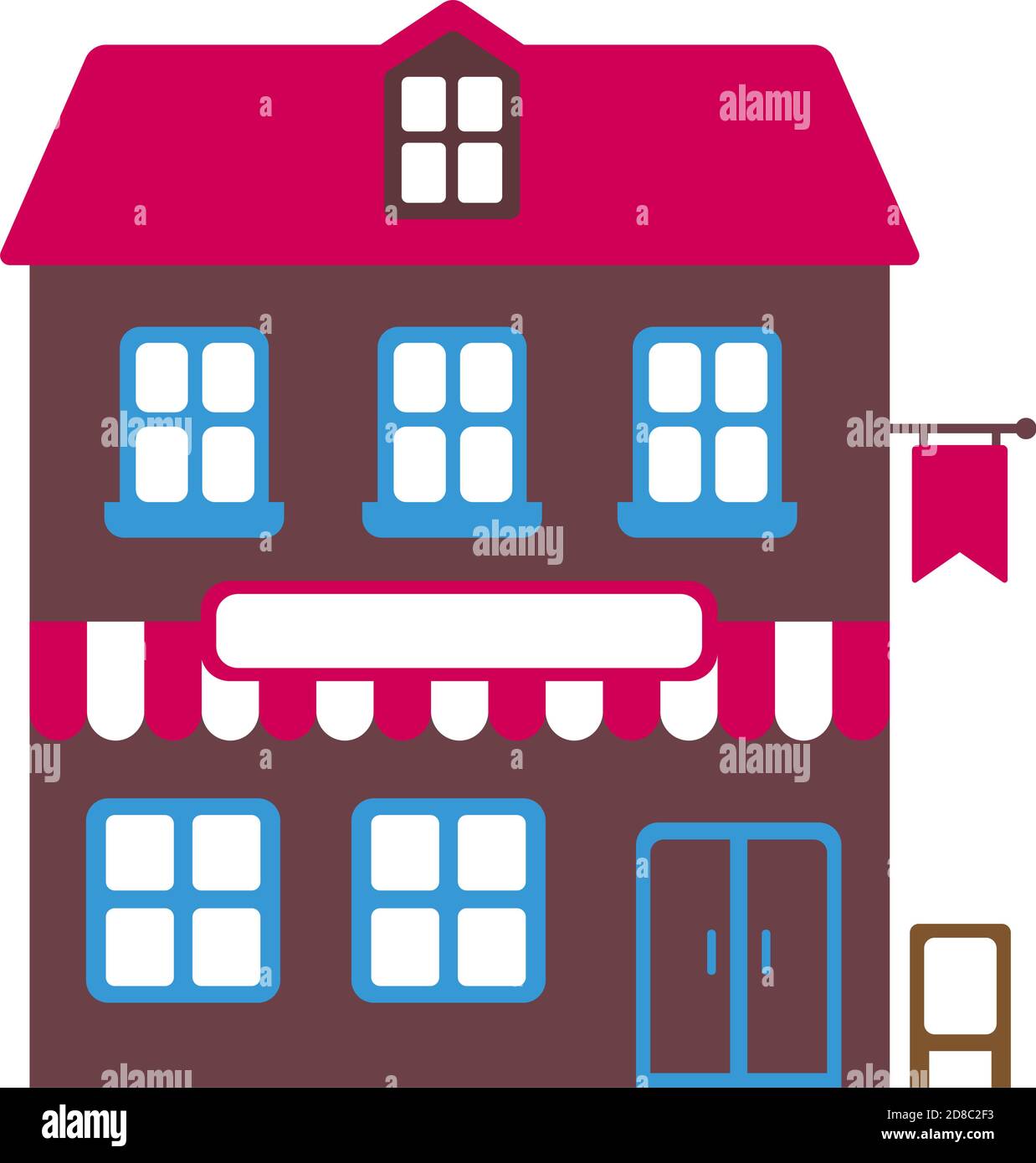 cartoon small shop flat design illustration (front view Stock Vector ...