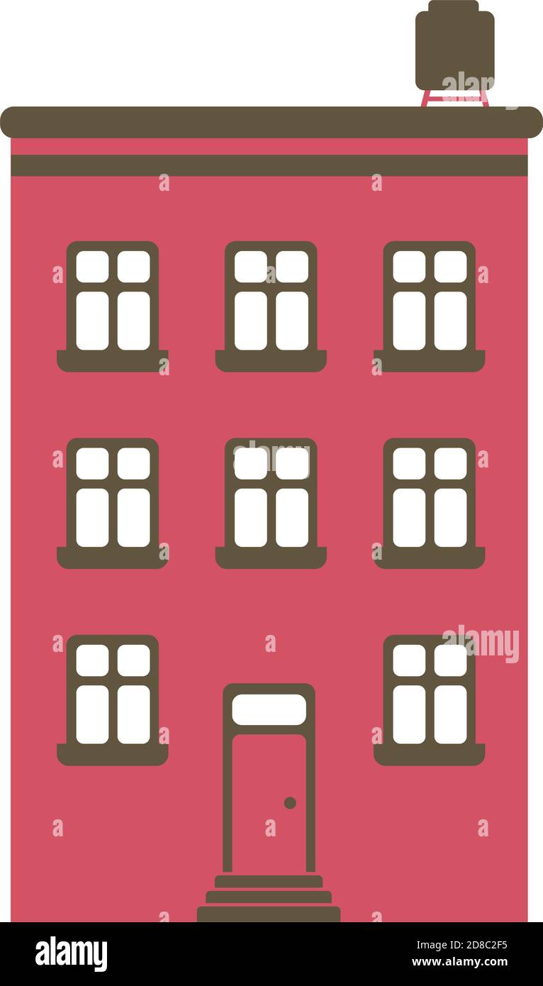 cartoon building / house flat design illustration (front view Stock ...