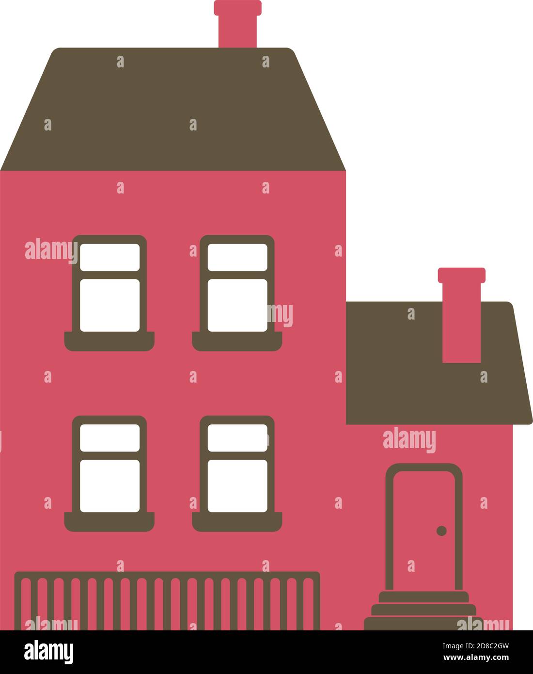 cartoon building / house flat design illustration (front view Stock ...