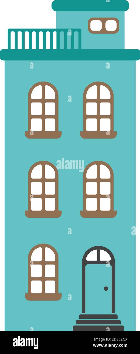 cartoon building / house flat design illustration (front view Stock ...
