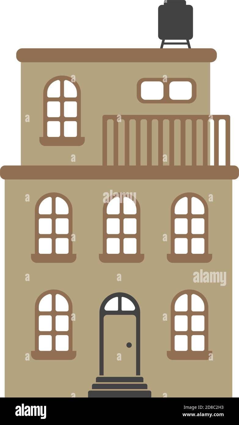 cartoon building / house flat design illustration (front view Stock ...